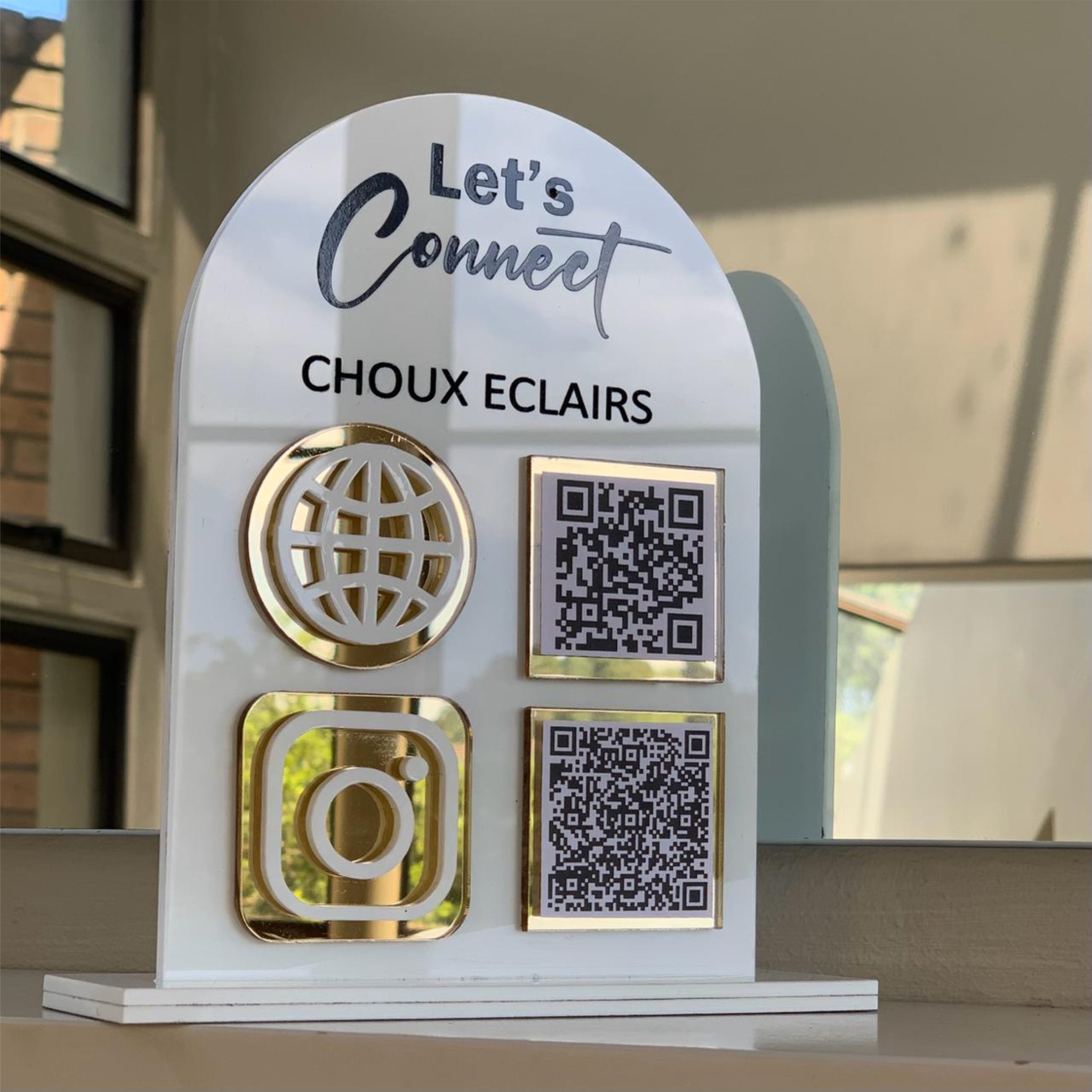 Layered Acrylic Social Media Sign – Stylish & Customizable Branding ...